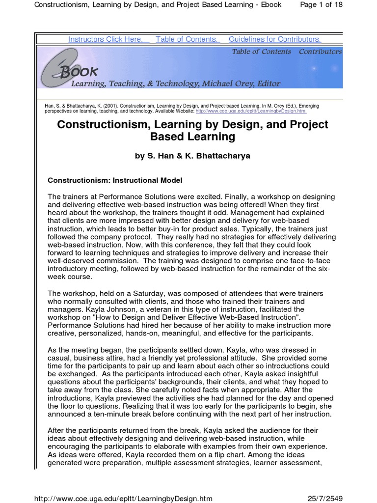 Constructionism Learning by Design and P | PDF | Project Based Learning ...