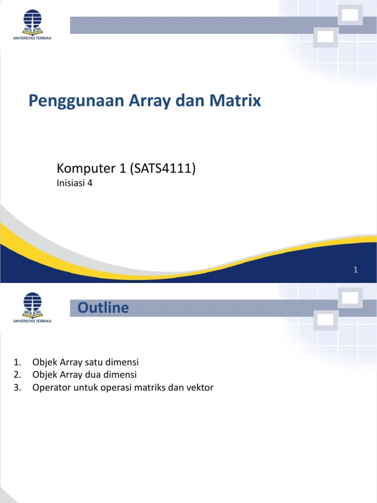 Inisiasi 4 Penggunaan Array Dan Matrix | PDF | Metode & Bahan Ajar ...