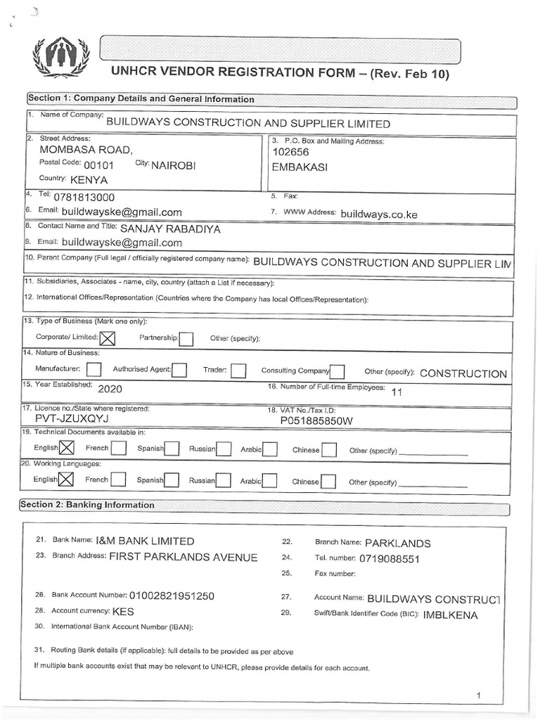 Vendor Registration Form | PDF
