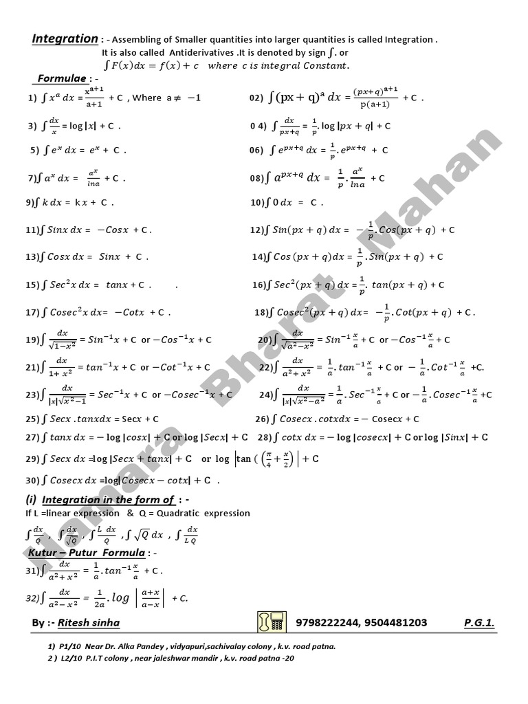 Integration | PDF | Integral | Elementary Mathematics
