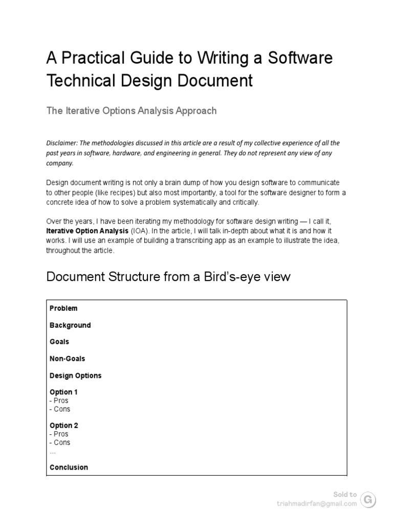 A Practical Guide To Writing A Software Technical Design Document (Gumroad, v2) | PDF | Speech ...