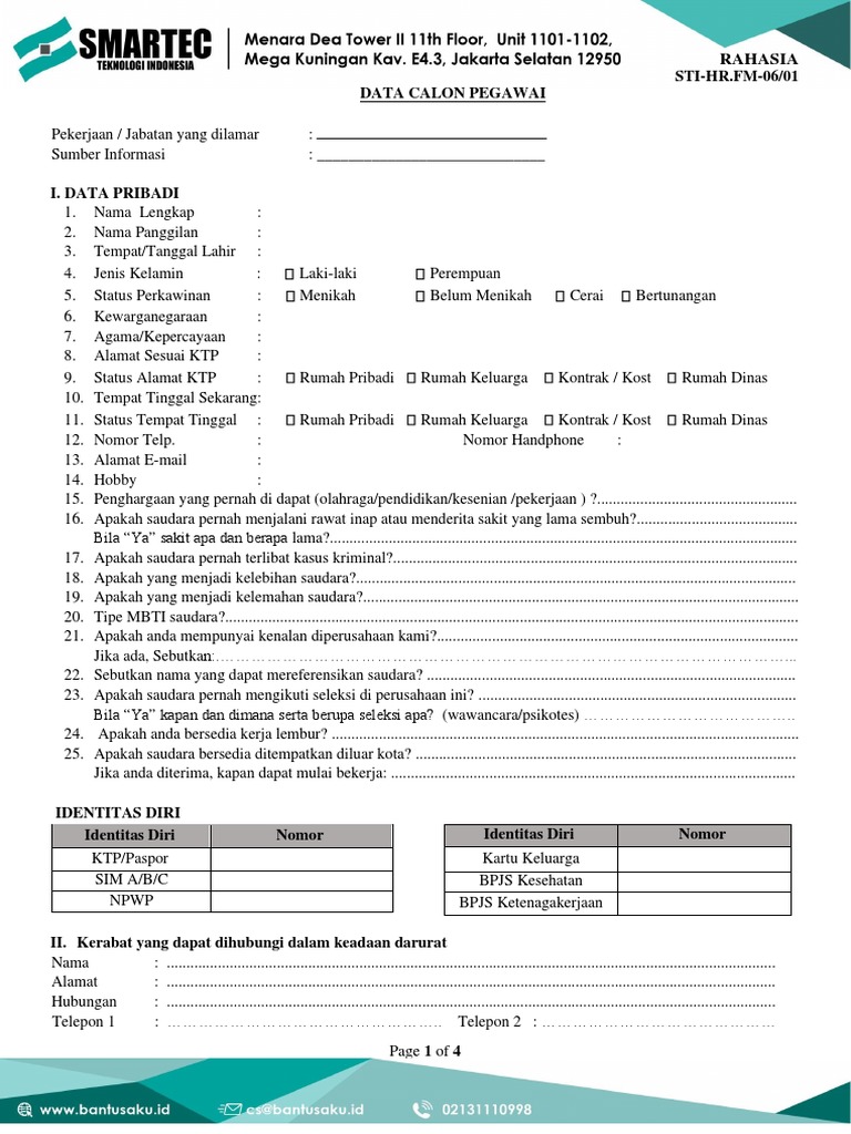 STI-HR - FM-0601 - Application Form | PDF