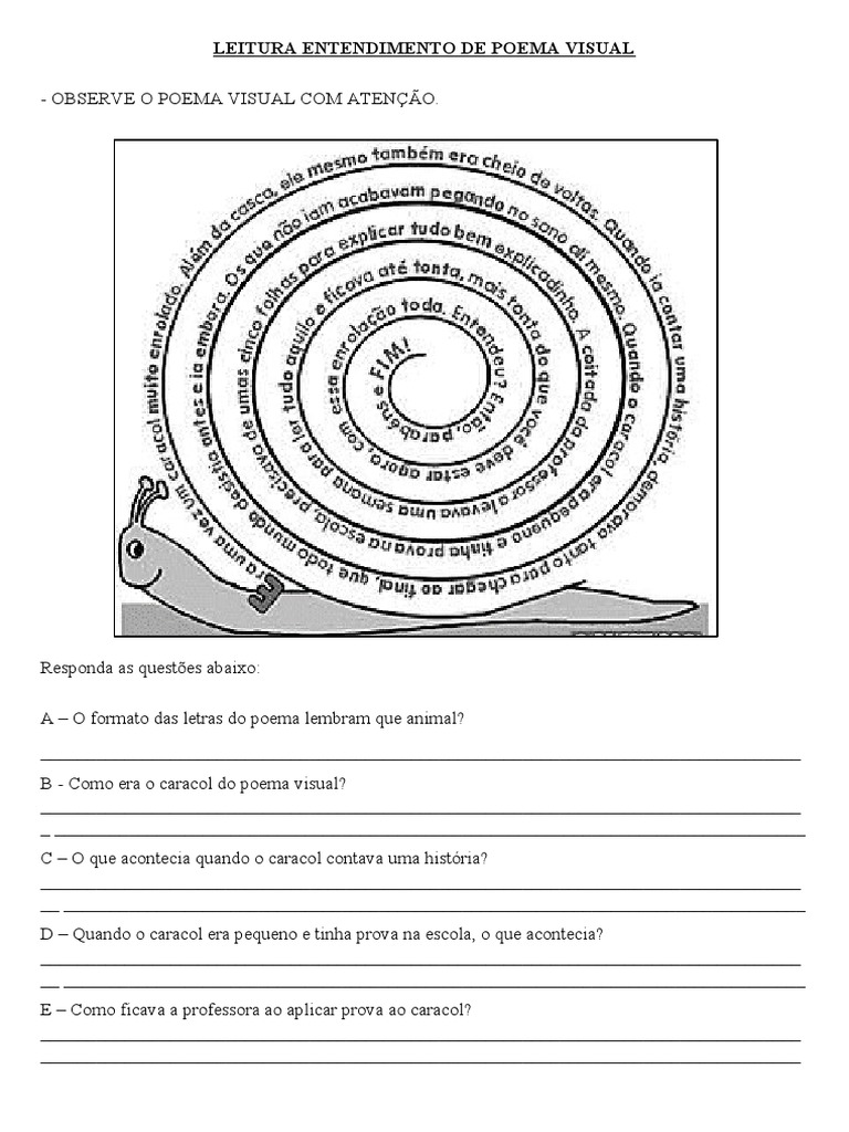 Leitura Entendimento de Poema Visual | PDF