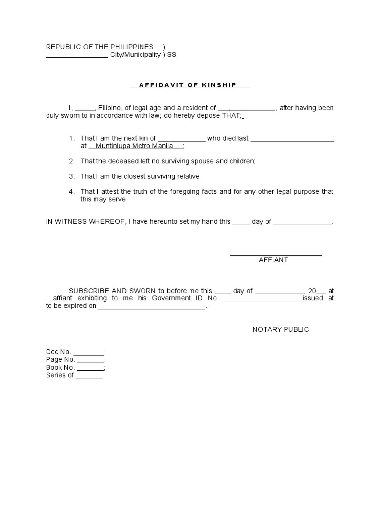 Affidavit of Kinship | PDF | Law