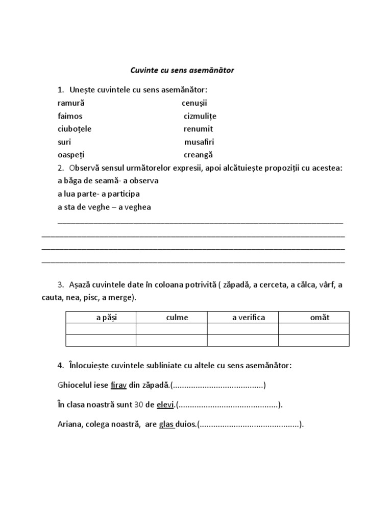 Cuvinte Cu Inteles Asemanator | PDF