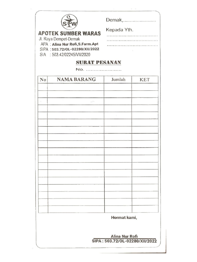 Contoh SP Obat Reguler | PDF