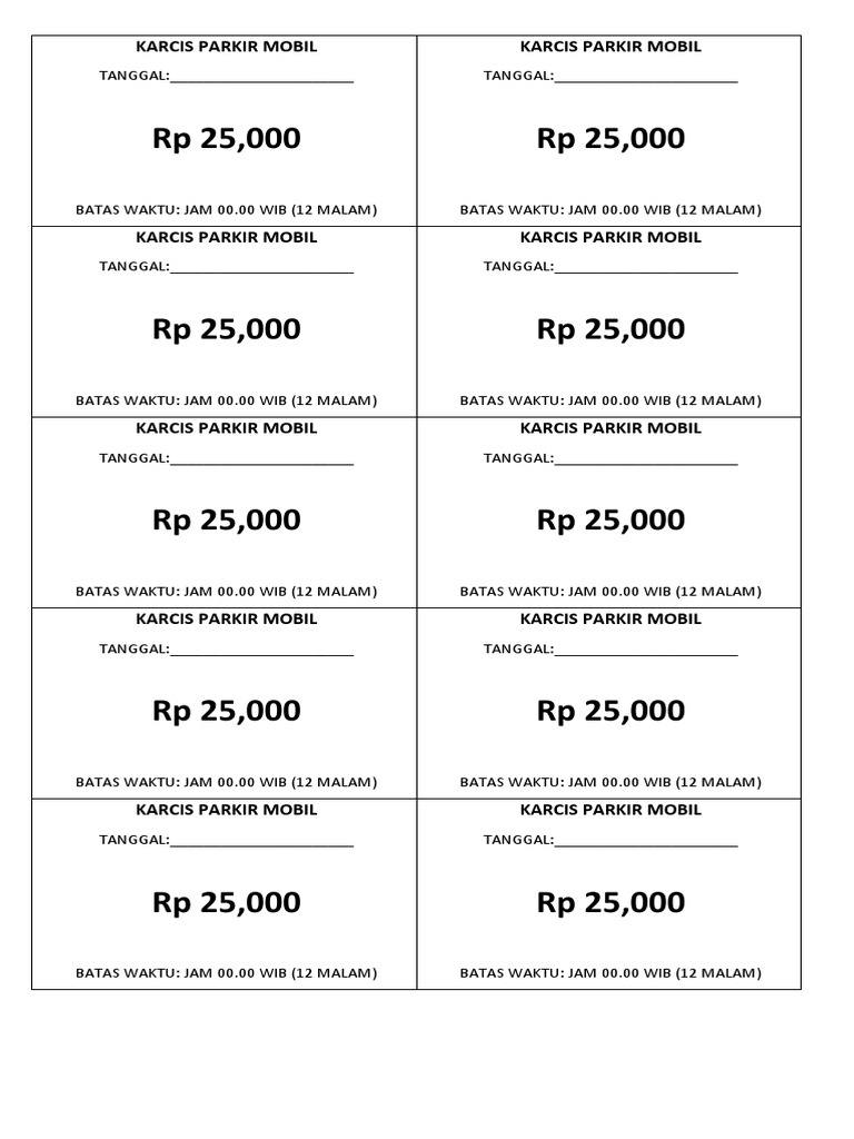 Karcis Parkir Mobil | PDF