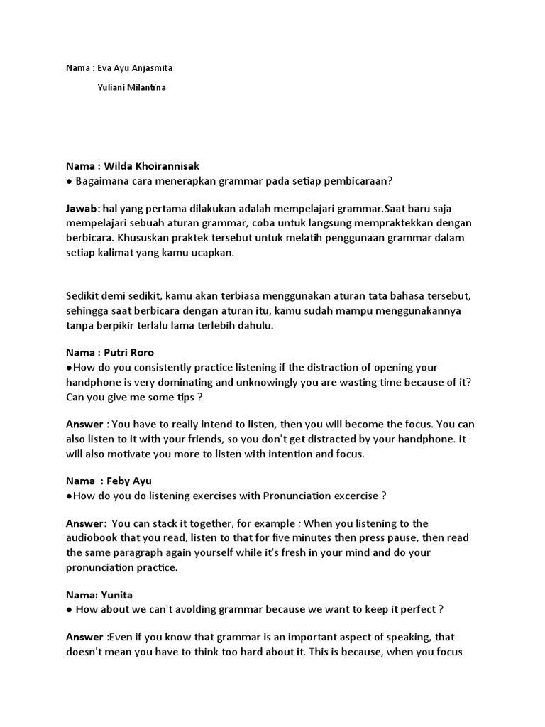 Question Interpretive Listening | PDF | Accent (Sociolinguistics ...