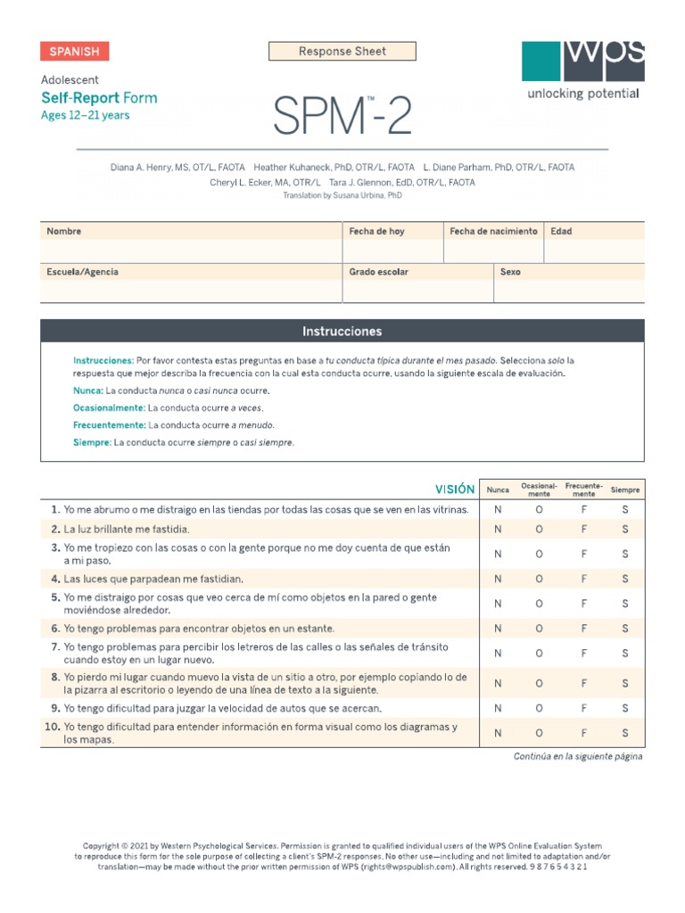 Spm2-Adolescente Autoreporte | PDF