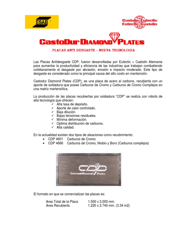 Placas Antidesgaste CDP para Industria | PDF | Soldadura | Construcción