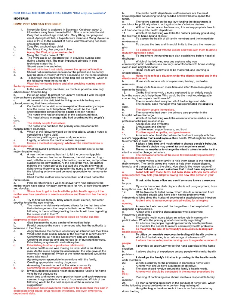 1ST Sem Battery | PDF | Nursing | Health Care