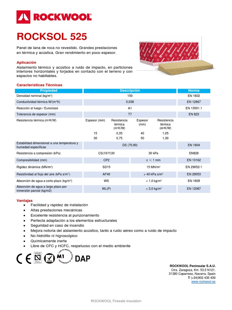 Aislamiento ROCKSOL 525: Térmico y Acústico | PDF | Naturaleza | Química