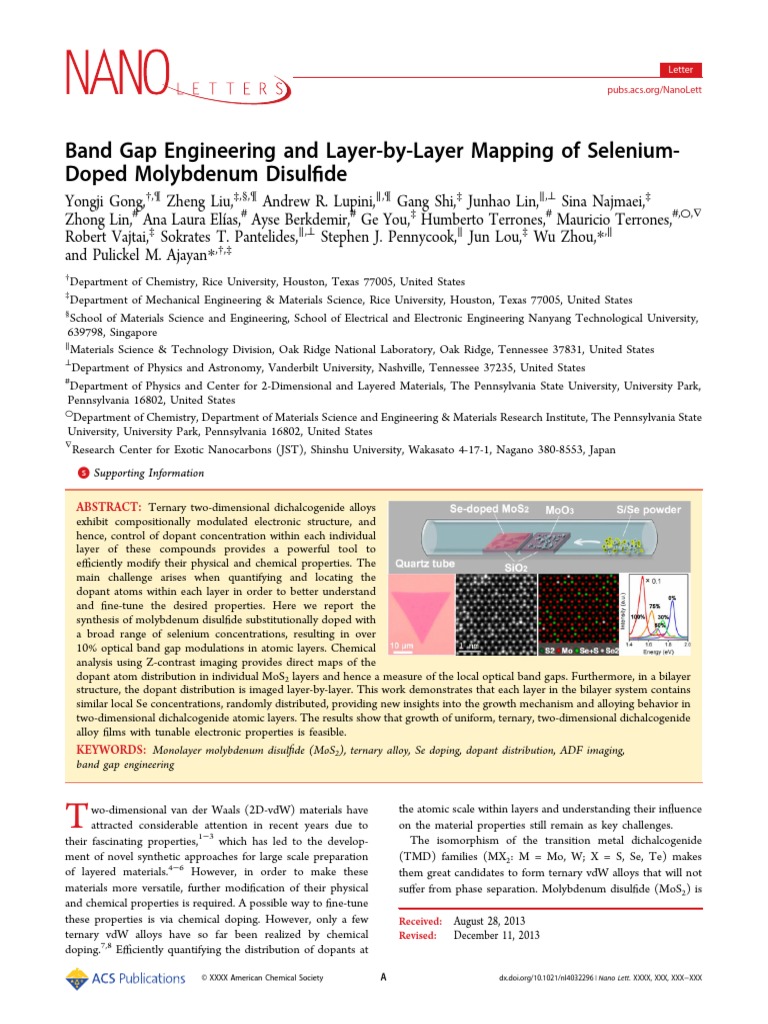 Band Gap Engineering and Layer-by-Layer Mapping of Selenium-Doped ...
