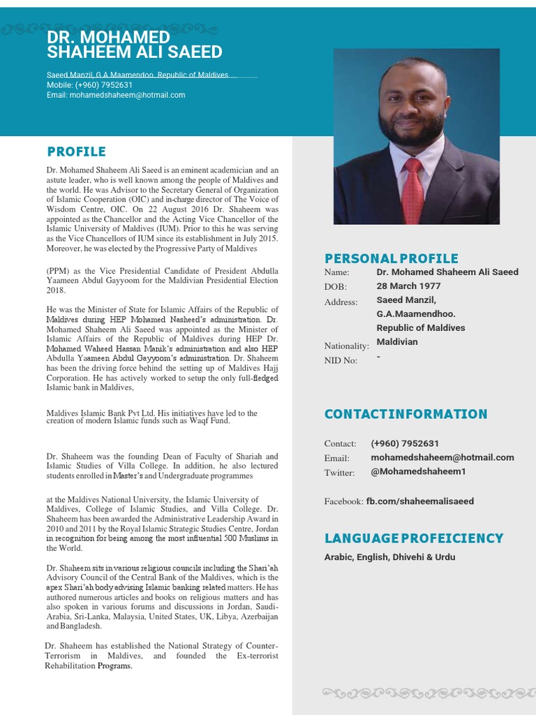 CV DR Shaheem English-1 | PDF | Organisation Of Islamic Cooperation ...