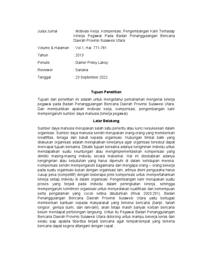 Review Jurnal 2 Sariana | PDF | Karier & Perkembangan | Bisnis