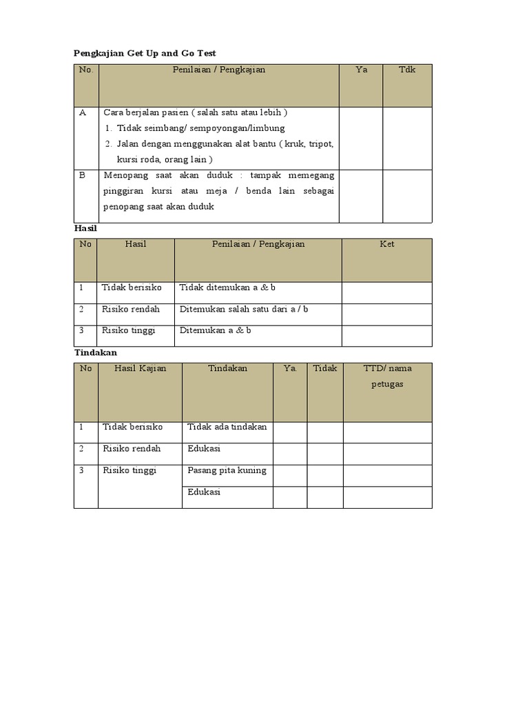 Pengkajian Get Up and Go Test | PDF
