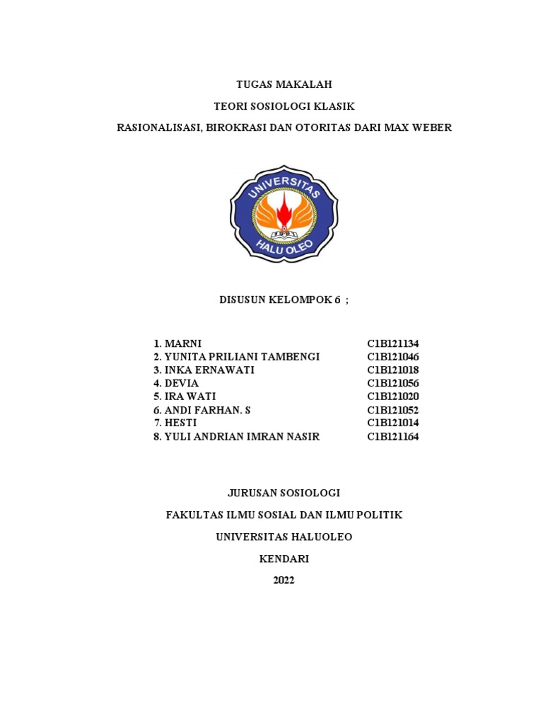 Makalah Birokrasi Menurut Teori Sosiologi Klasik Max Weber | PDF