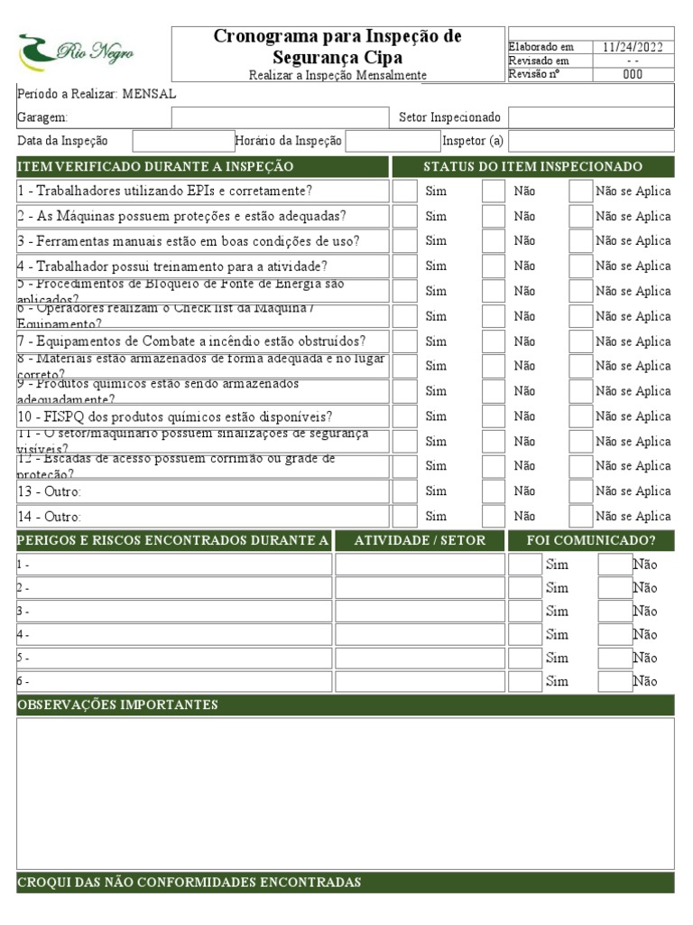 Formulário para Inspeção de Segurança - Designado Cipa | PDF