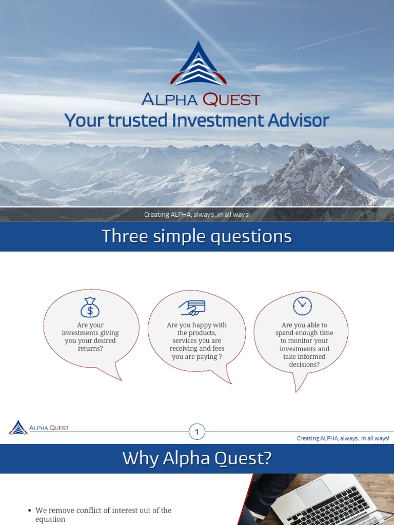 Investor Pitch - Alpha-Quest Presentation Design | PDF | Investment ...