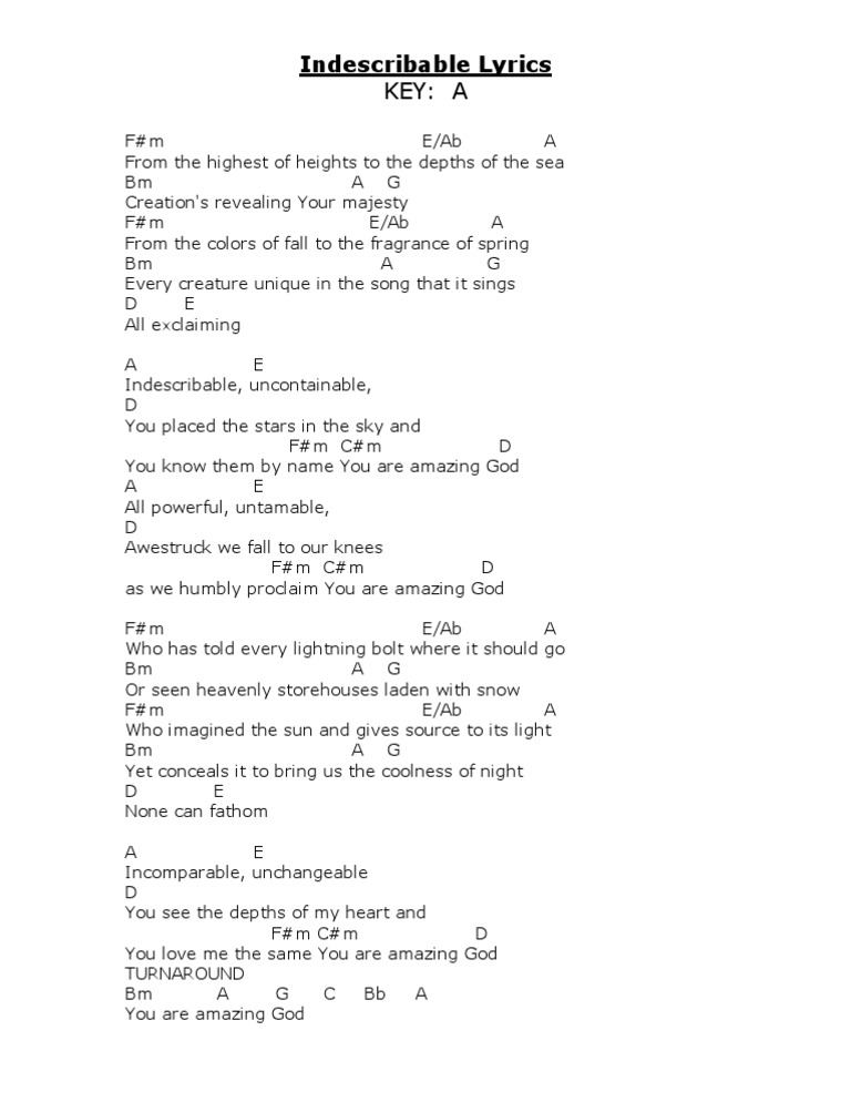 Indescribable Guitar Chords