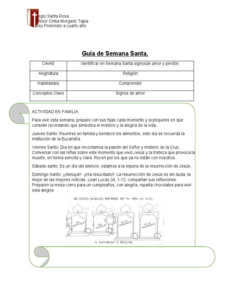 Guía de Semana Santa Prekínder A 4° | PDF