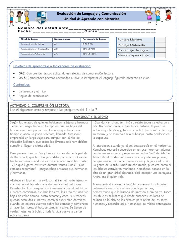 4LG - Evaluacionunidad4 - 12sept | PDF | Fantasía