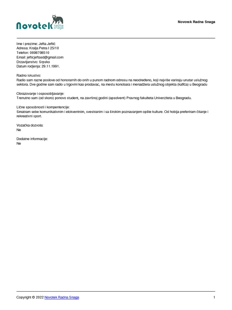 Novotek Radna Snaga | PDF