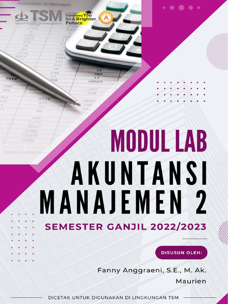 Modul Lab. Akuntansi Manajemen 2 - L22.23 | PDF | Credit | Finance & Money Management