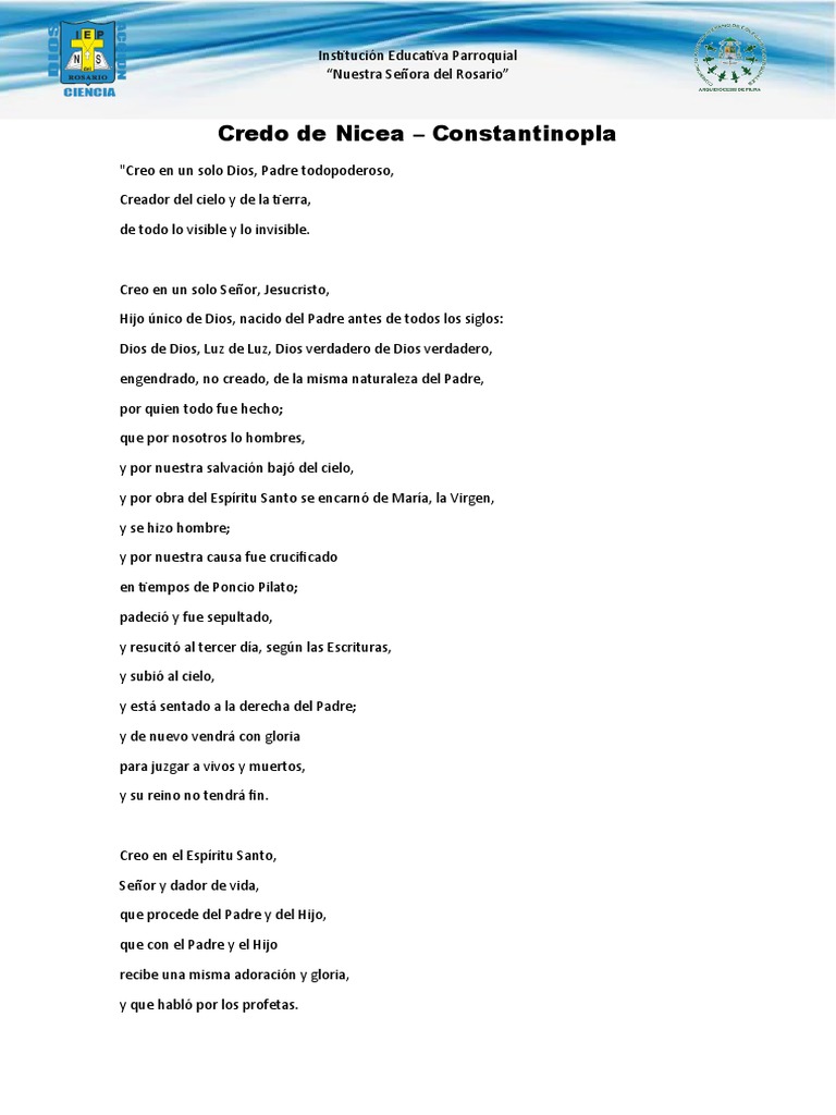 Credo Niceno Constantinopolitano y Apostoles - 2022 | PDF