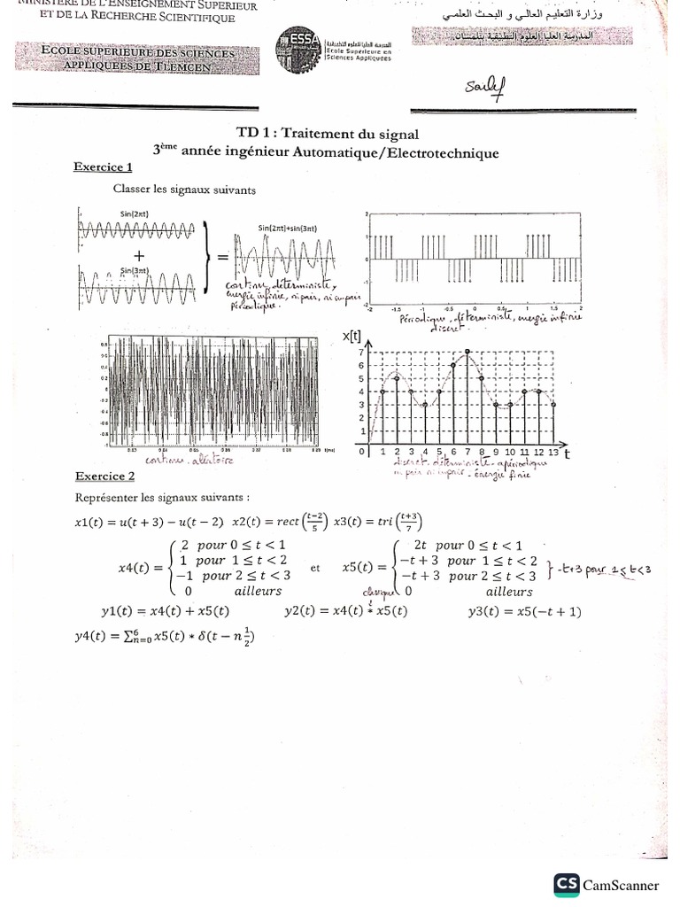 Traitement de Signal Cours - TD | PDF