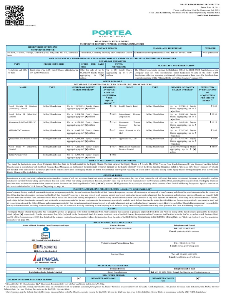 DRHP Portea | PDF | Stocks | Investing