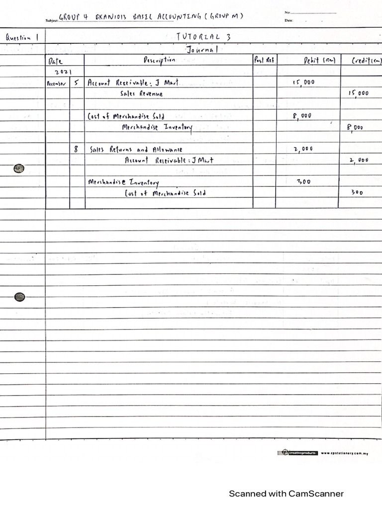 Bkan1013 Basic Accounting Tutorial 3 | PDF