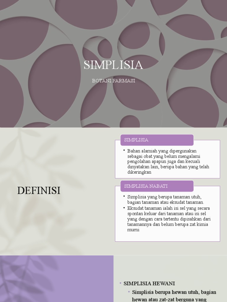 Simplisia Morfologi Dan Anatomi | PDF