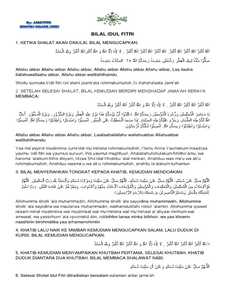 Bilal Idul Fitri | PDF