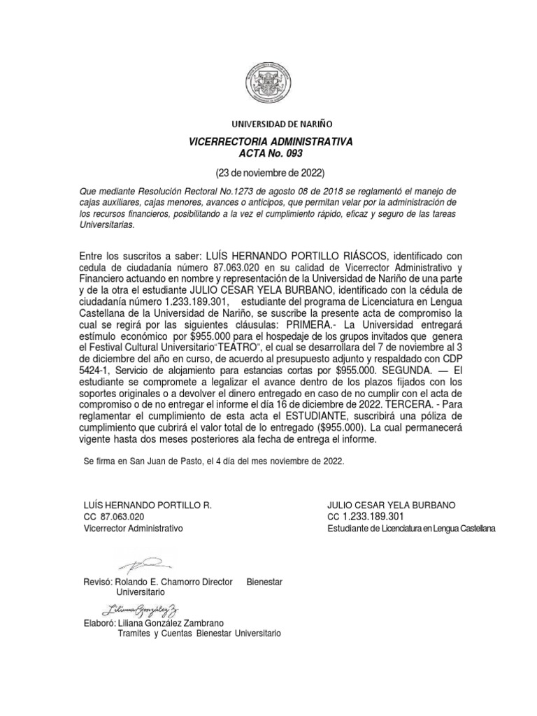 Acta 093 Jairo Cesar Yela | PDF