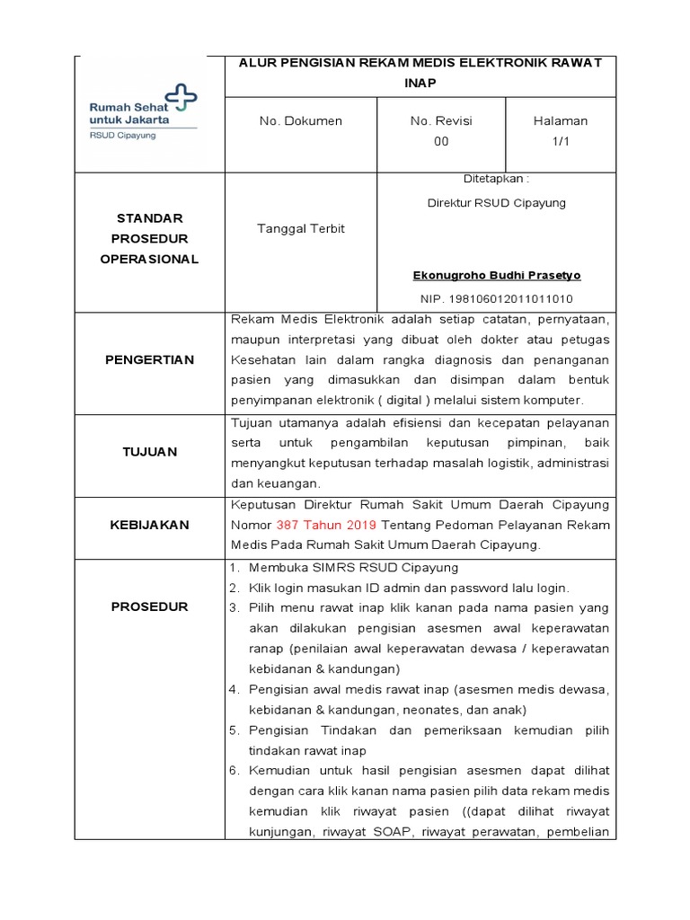 Rekam Medis Elektronik Rawat Inap | PDF