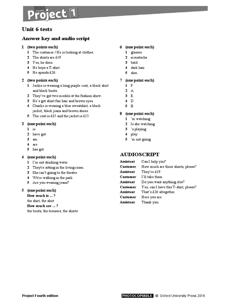Unit 6 Answer Key and Audio Script -Erika | PDF | Jeans | Consumer Goods