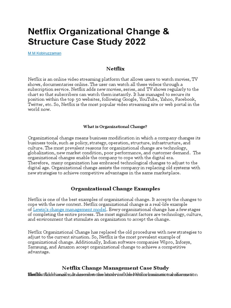 Netflix's Organizational Evolution | PDF | Change Management | Netflix