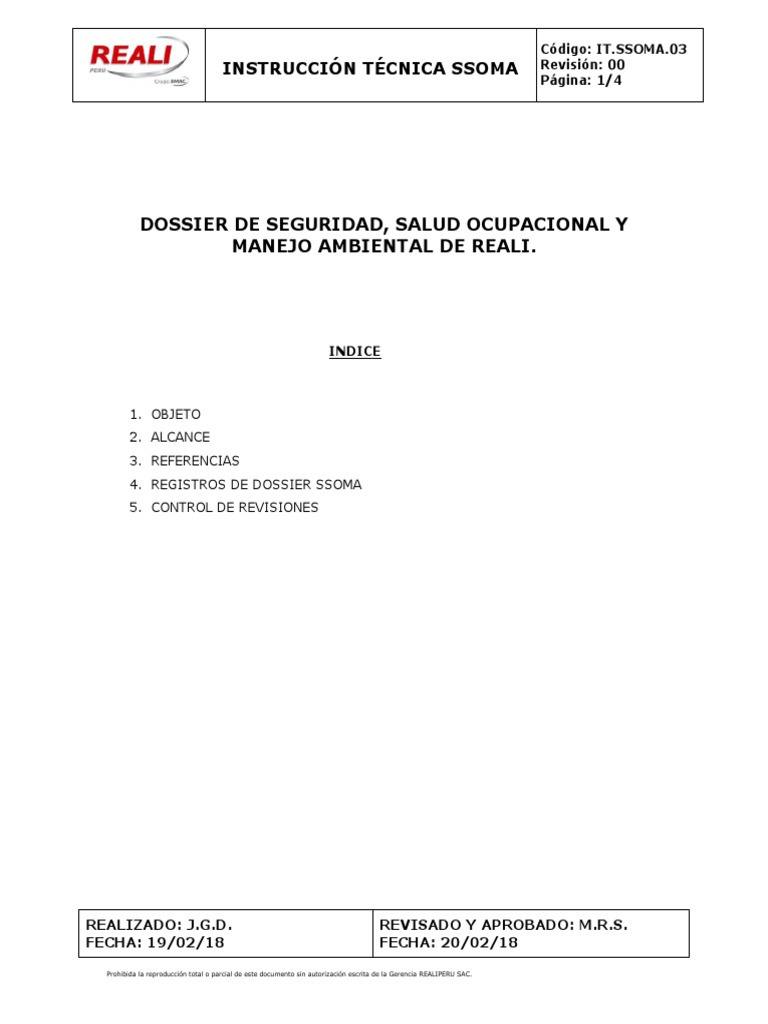 IT - SSOMA.03 Dossier SSOMA REALIPERU (Rev 00) | PDF