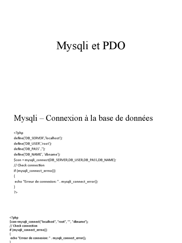 Mysqli Et PDO | PDF | Software | Sql