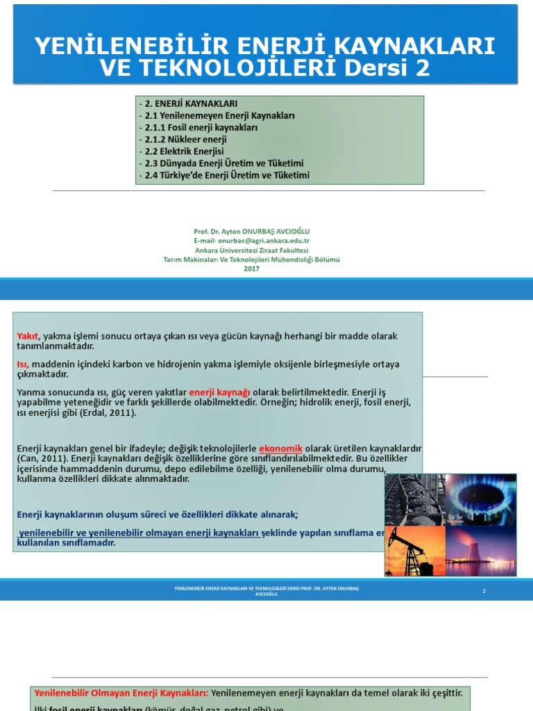 Yenilenebilir Enerji Kaynaklari Ve Teknolojileri Dersi 2 | PDF