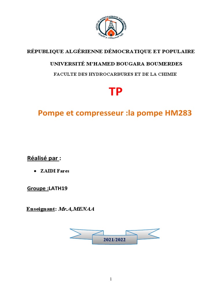Caractéristiques de la pompe HM383 | PDF | Pompe | Dynamique (Mécanique)
