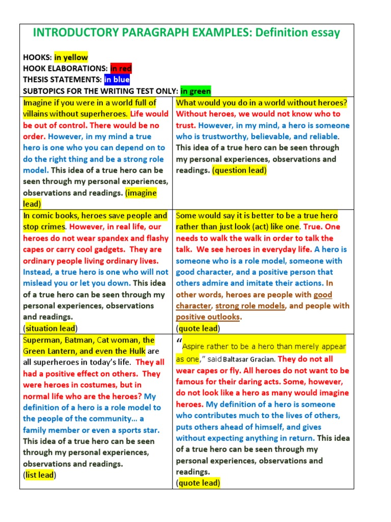 How To Write Introductory Paragraph | PDF | Essays | Hero