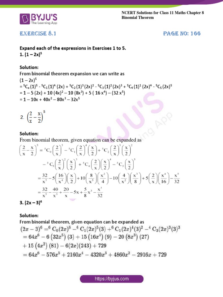 Ncert Sol Class 11 Chapter 8 Dec07 Binomial Theorem | PDF | Arithmetic | Numerical Analysis