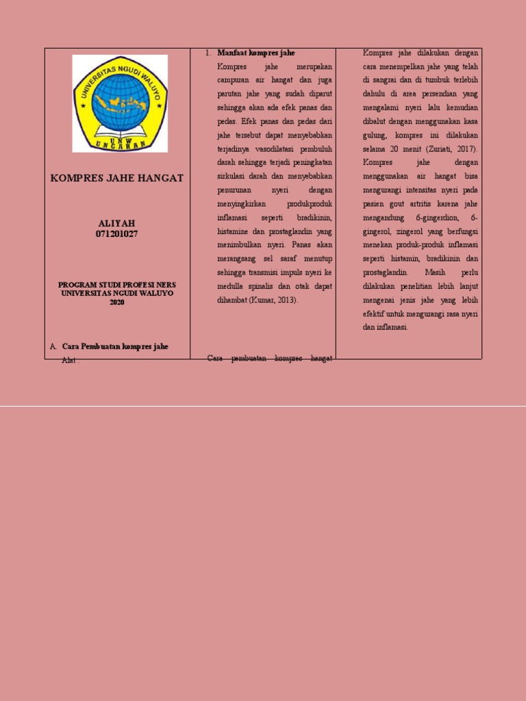 Leafleat Kompres Jahe Hangat | PDF