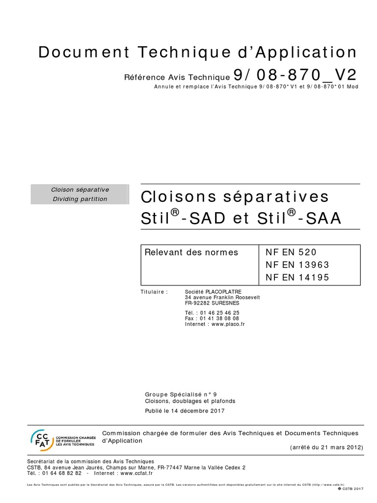 Cloison SAA SAD | PDF | Génie parasismique | Plâtre