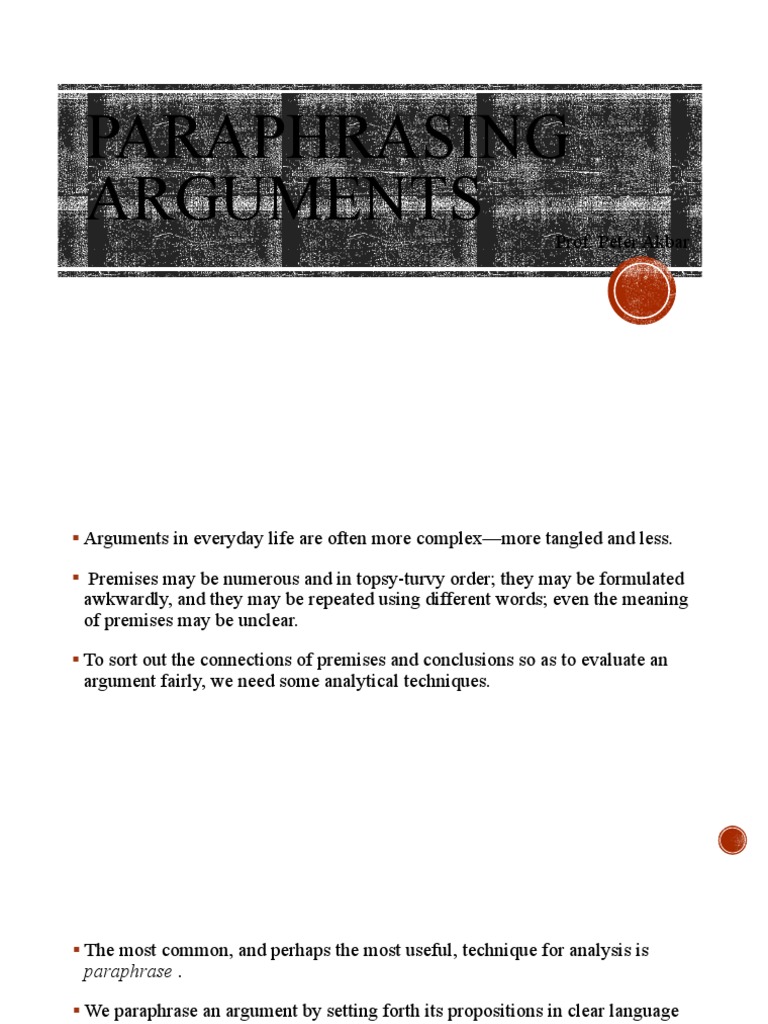 Paraphrasing Arguments Explained | PDF | Argument | Fourteenth ...