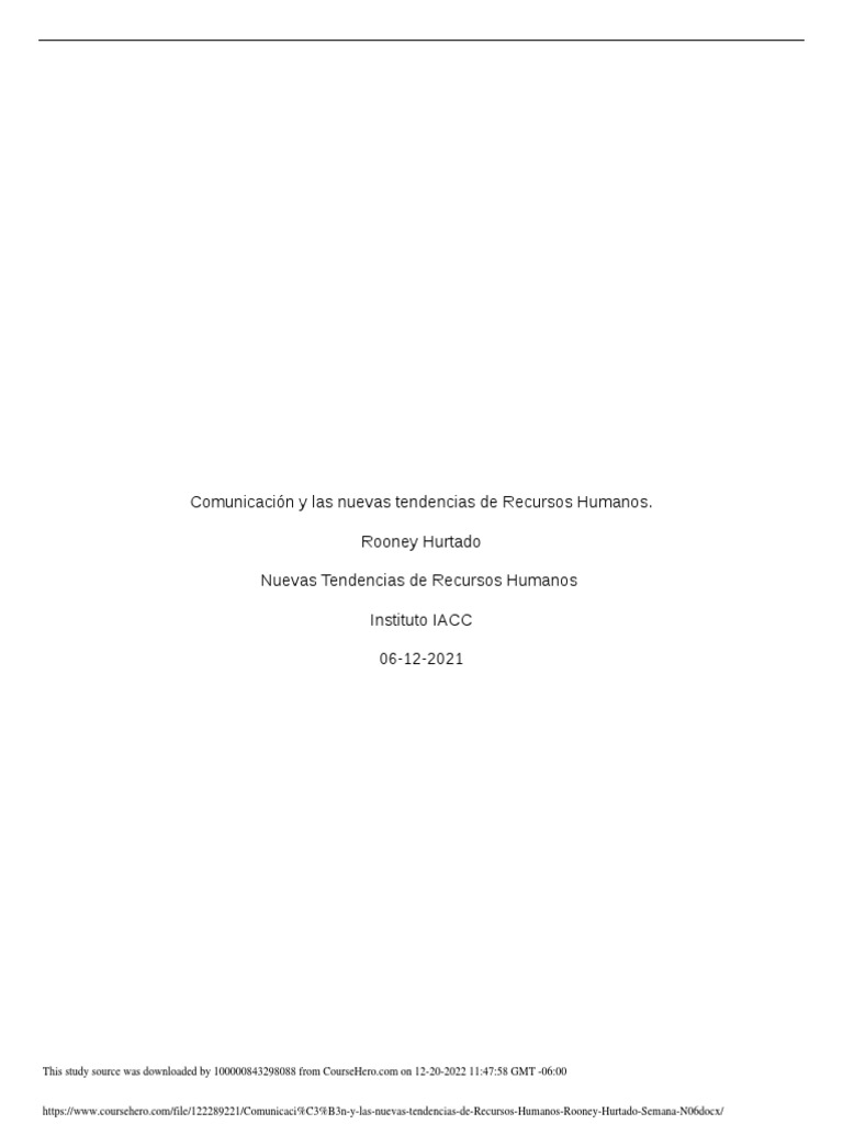 Comunicaci N y Las Nuevas Tendencias de Recursos Humanos Rooney Hurtado Semana N 06 | PDF ...