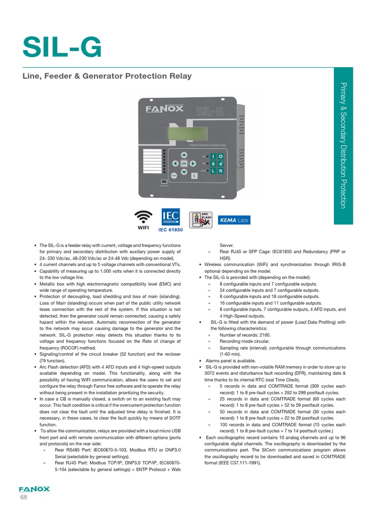 EN FANOX DATA SILG FeederGeneratorProtection ProtectionRelays R016 ...
