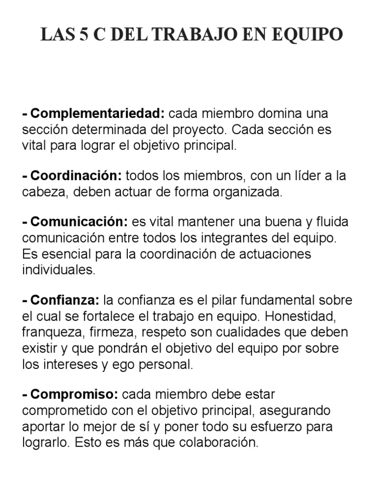 Las 5 C Del Trabajo en Equipo | PDF